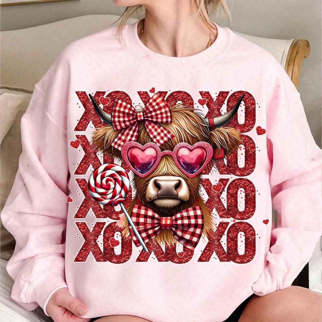 Xoxo Valentine Highland Cow Vibes Png, Valentine's Day XOXO Png ...