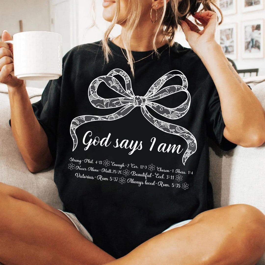 God Says I Am Lace Coquette Png, Christian Png, Inspirational Quotes ...
