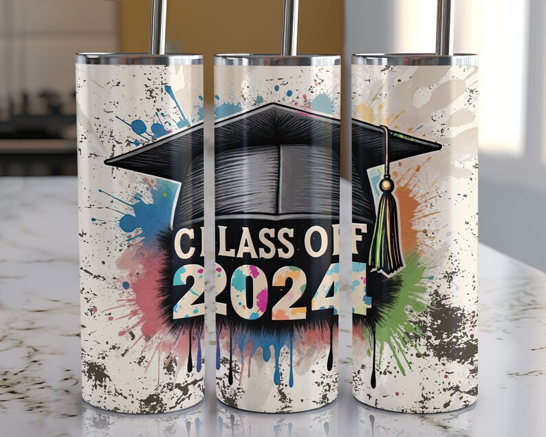 Class of 2024 Tumbler Wrap, Graduation 20 Oz Skinny Sublimation Tumbler ...