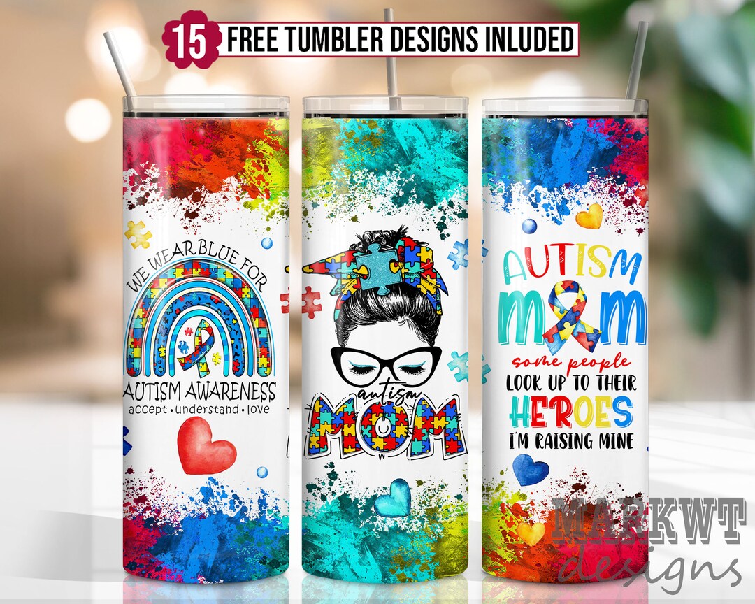 Autism Tumbler Template, Png Sublimation 20oz Skinny Tumbler Tapered ...