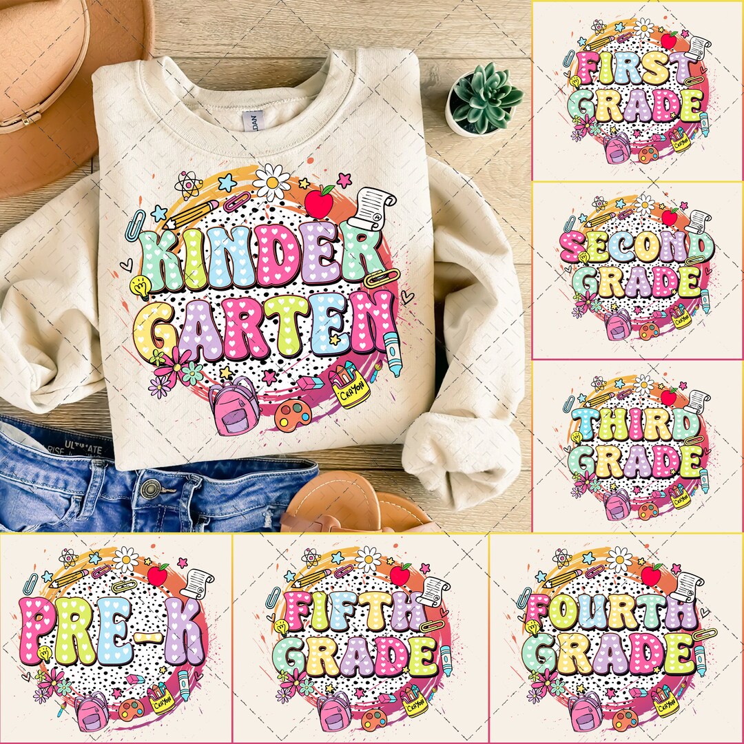 Retro Back to School Png Bundle, Pencil Rainbow Png, Retro Teacher Png ...