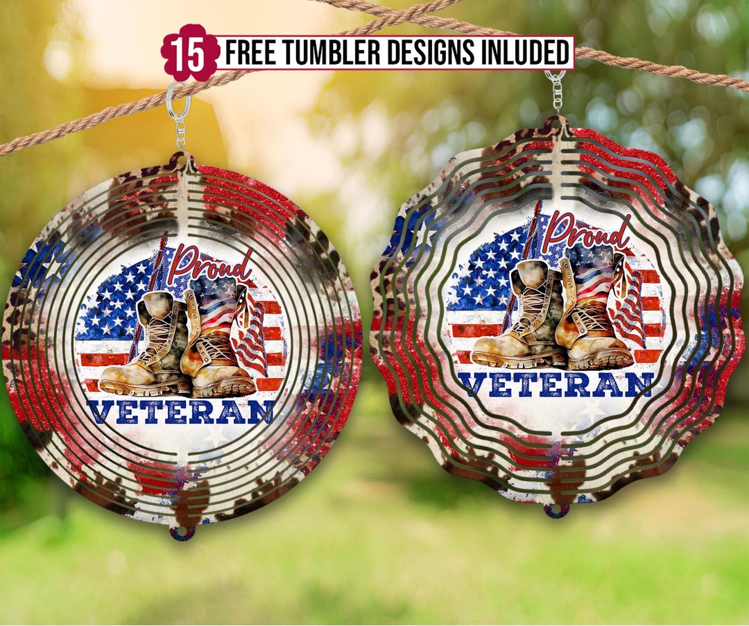 Proud Veteran Wind Spinner Sublimation Design, Veterans Day Windspinner ...