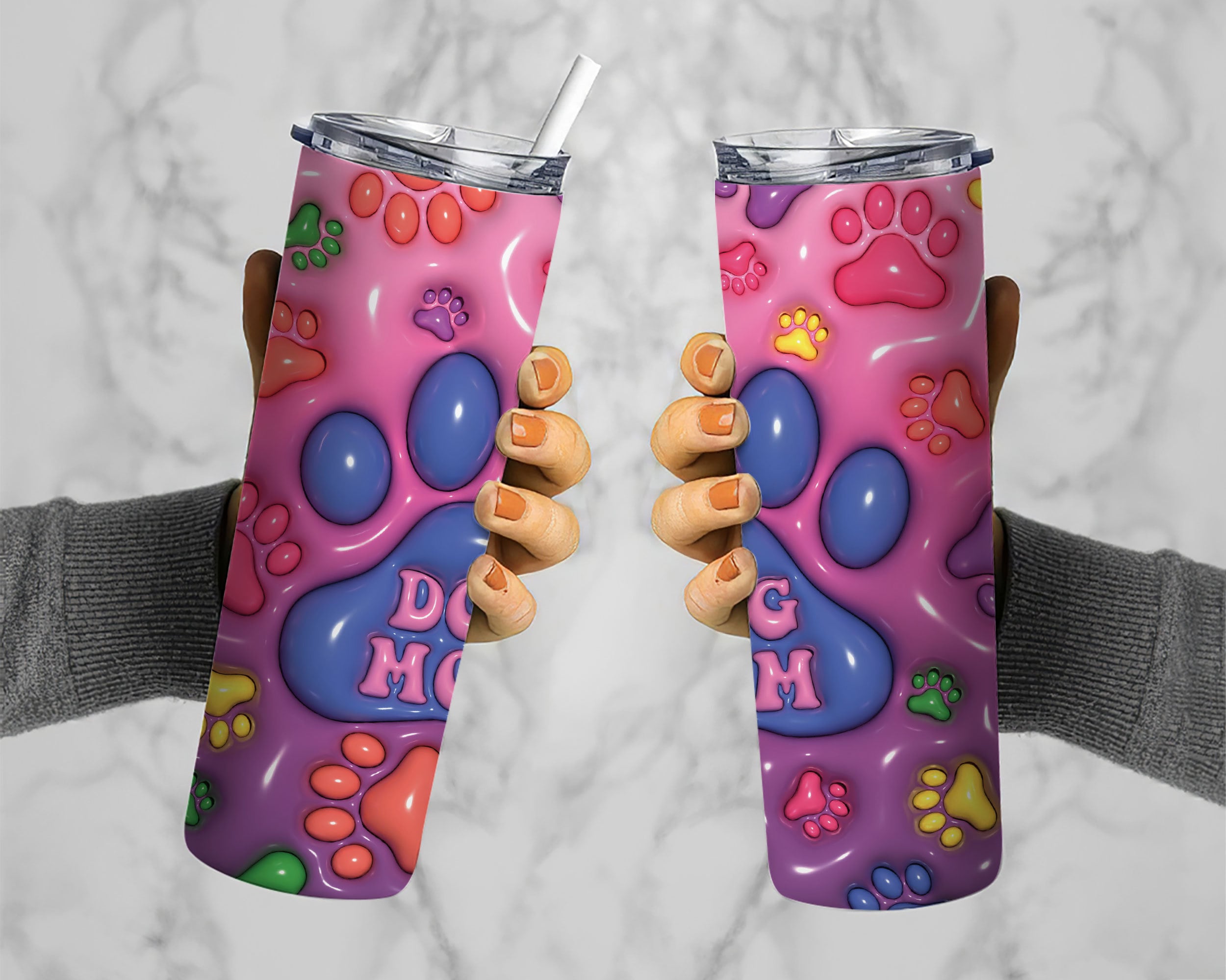 3D Inflated Puff Dog Mom Tumbler Wrap PNG Puffy Paw - Etsy
