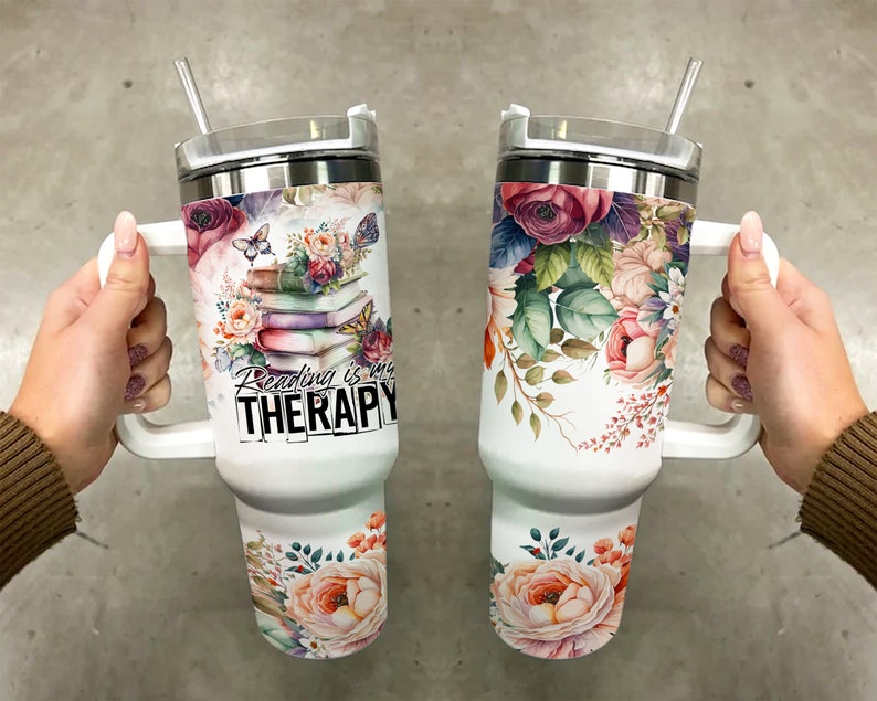 Book 40oz Quencher Tumbler Wrap Reading is My Therapy Tumbler - Etsy