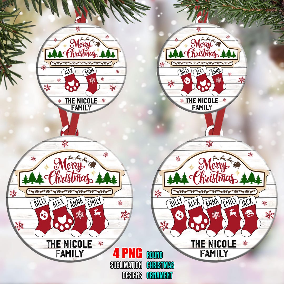 Family Christmas Ornament Png, Christmas Stocking Ornament Sublimation ...