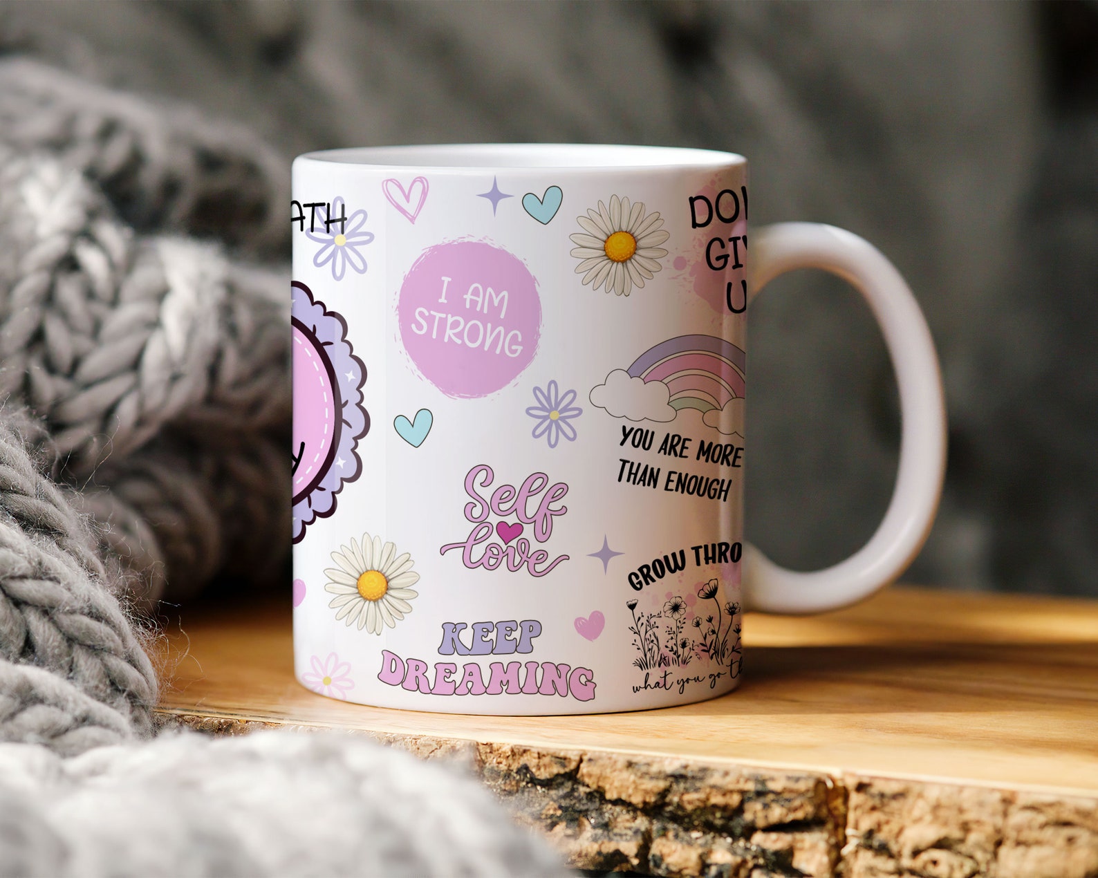 Cup of Positivity Mug PNG, 11oz Mug Wrap for Sublimation, Sublimation ...
