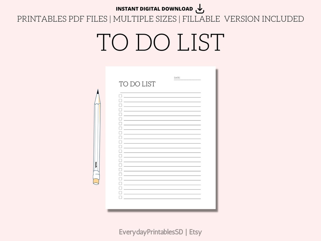 Minimal to Do List Printable, Simple Task List Template, Productivity ...