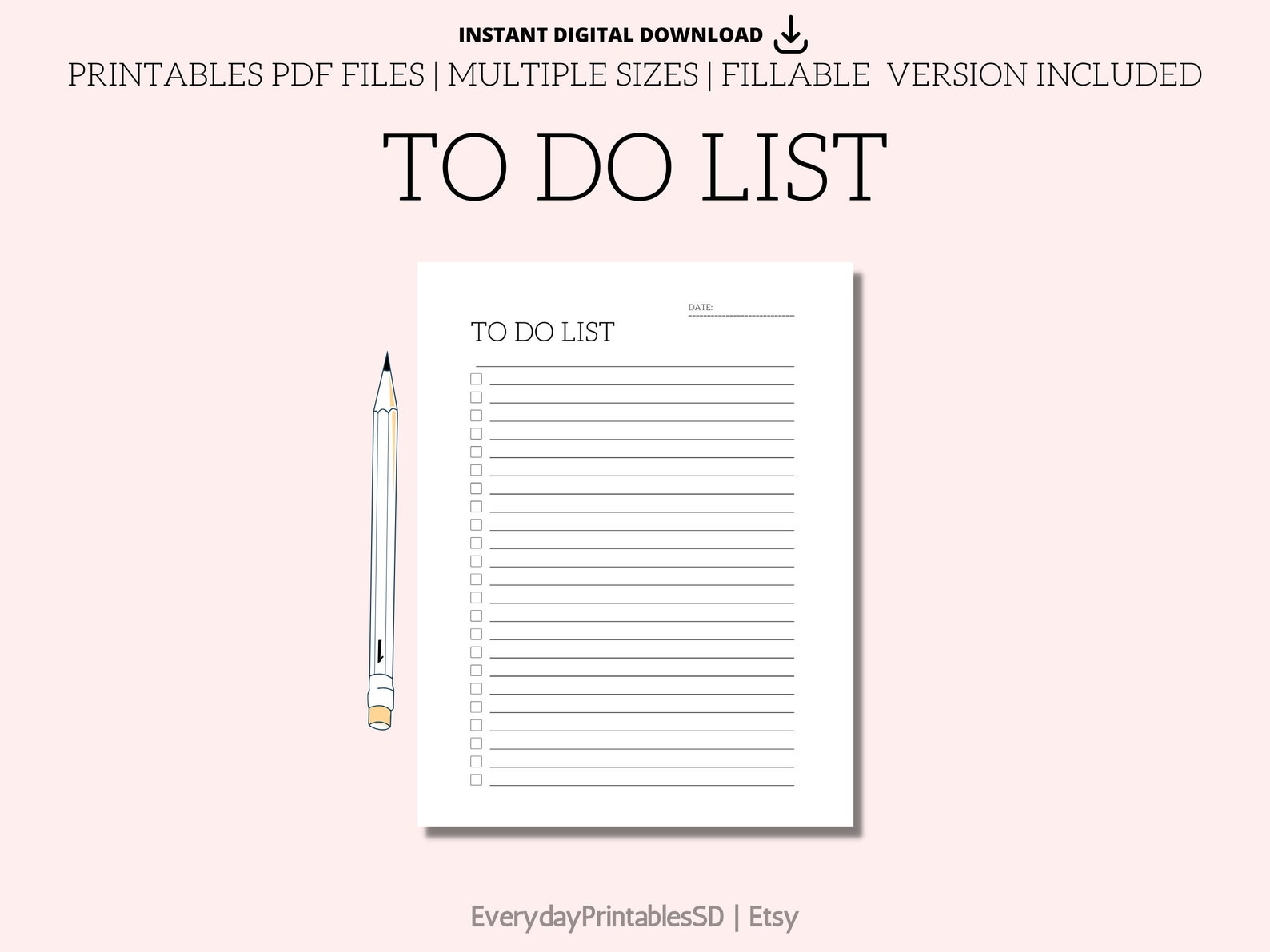 Minimal to Do List Printable Simple Task List Template | Etsy