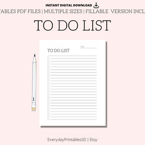 Minimal to Do List Printable, Simple Task List Template, Productivity ...