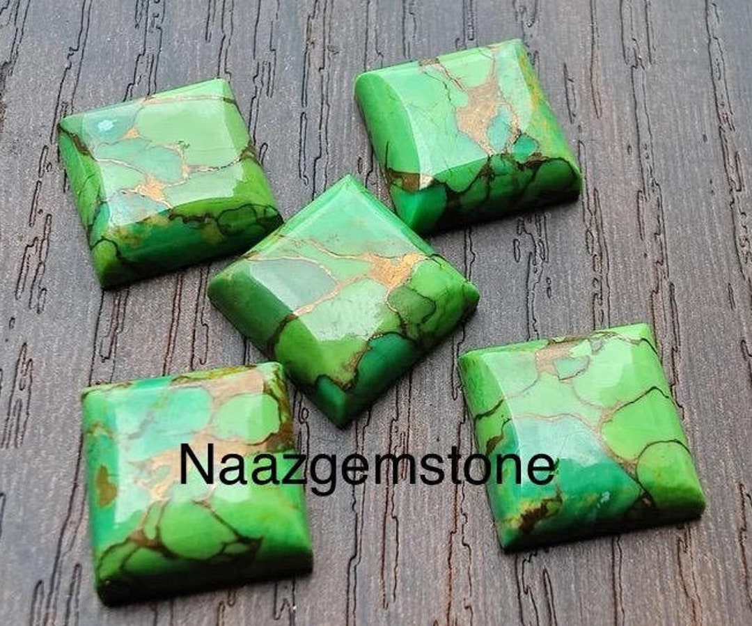 Natural Green Copper Turquoise Square Smooth Cabochon Green - Etsy
