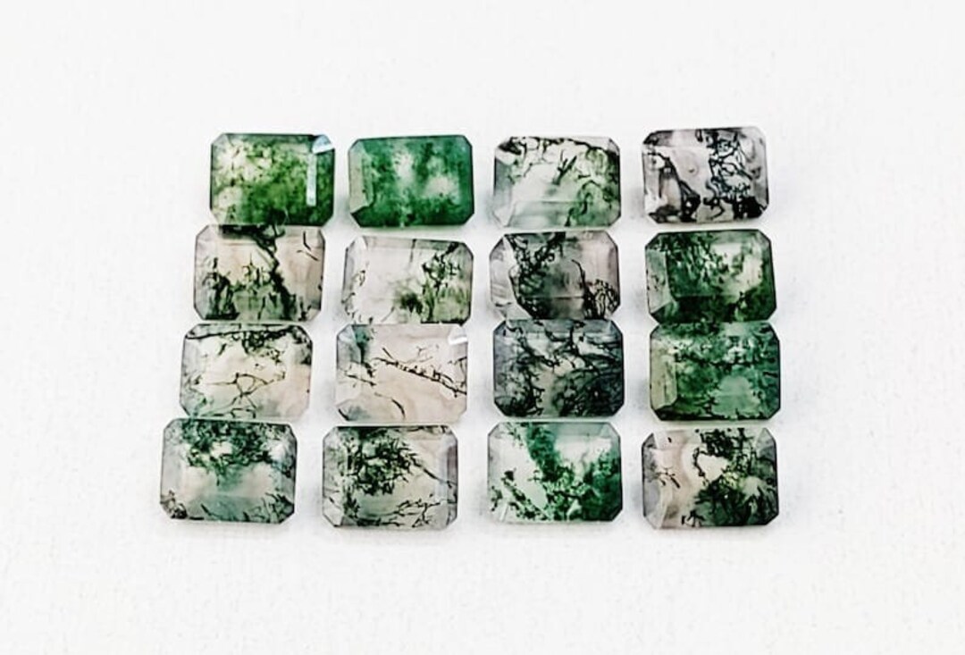 Rare Mose Agate Faceted Rectangle Natural Gemstone Mose Agate Faceted ...