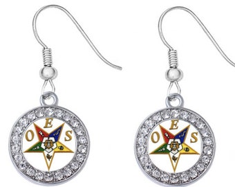 Vintage new Order of the Eastern Star Earrings, Rhinestone Eastern Star ...