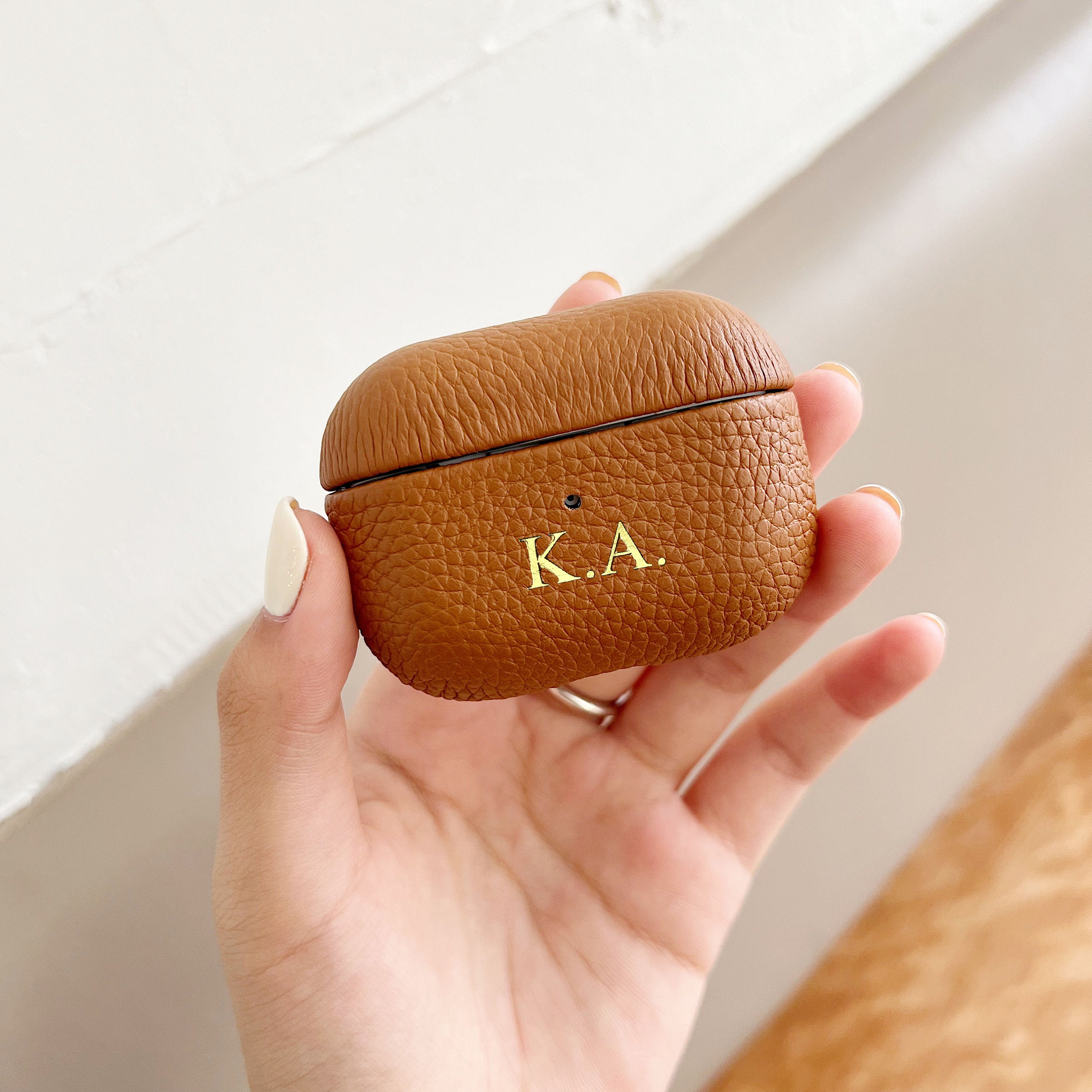 Customized Airpods Pro Case, Pebble Leather Airpods Case, Personalized ...