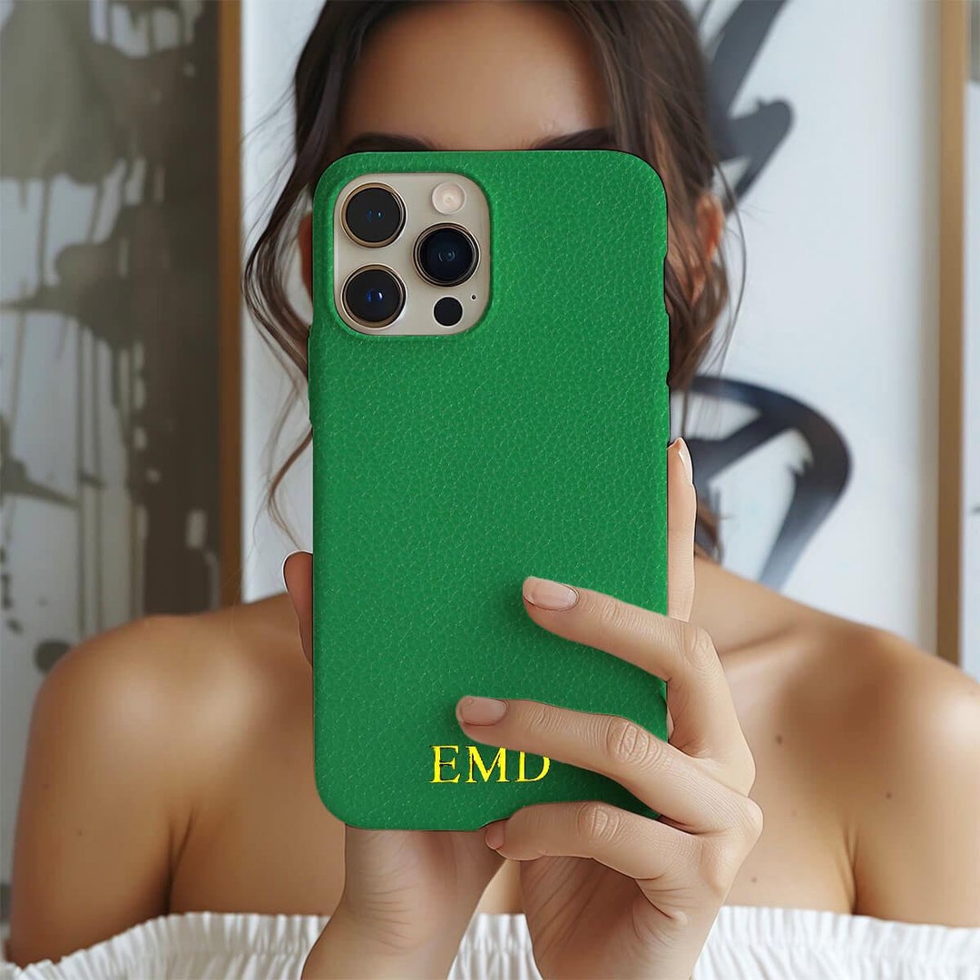 Personalized iPhone 16/16 Pro/16 Pro Max Pebble Leather Case With Name ...