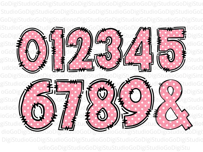 Pink Polka Dot Alphabet Letters Polka Dot Alphabet Doodle - Etsy