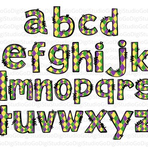 Mardi Gras Alphabet Letters, Mardi Gras Alphabet Doodle, PNG Bundle ...