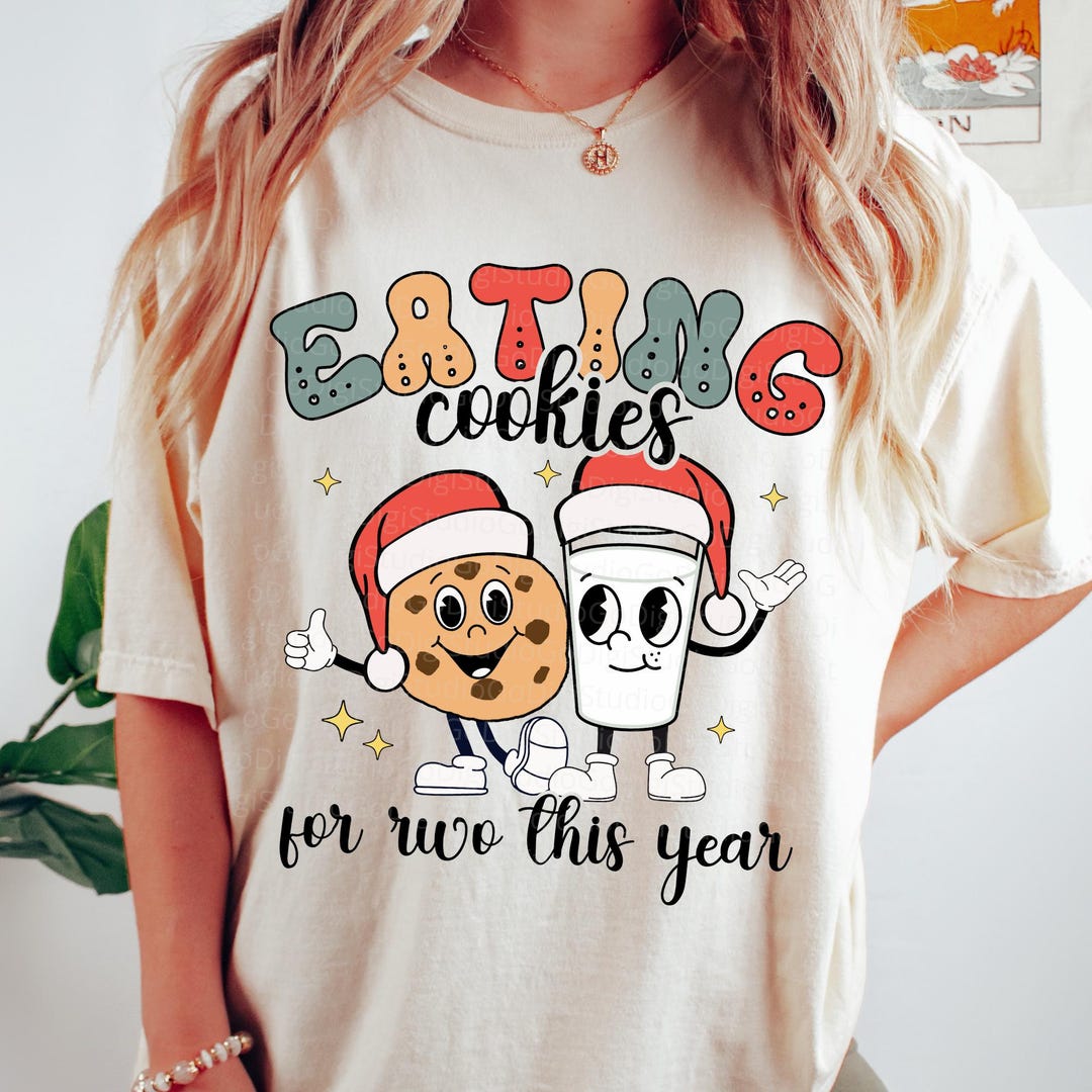 Eating Cookies for Two Christmas Pregnancy Announcement PNG for ...
