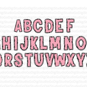Pink Polka Dot Alphabet Letters, Polka Dot Alphabet Doodle, PNG Bundle ...
