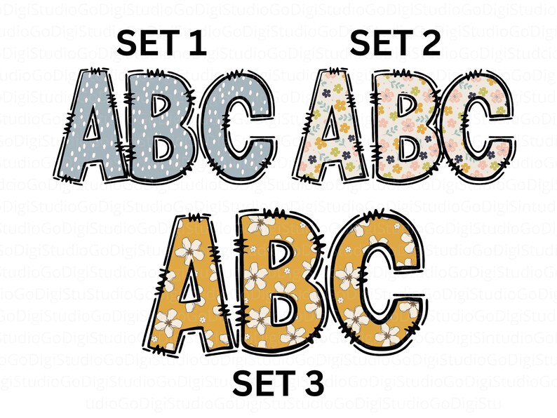 Boho Flower Alphabet Letters PNG Bundle Floral Alphabet - Etsy