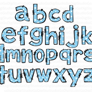 Light Blue Polka Dot Alphabet Letters, Polka Dot Alphabet Doodle, PNG ...