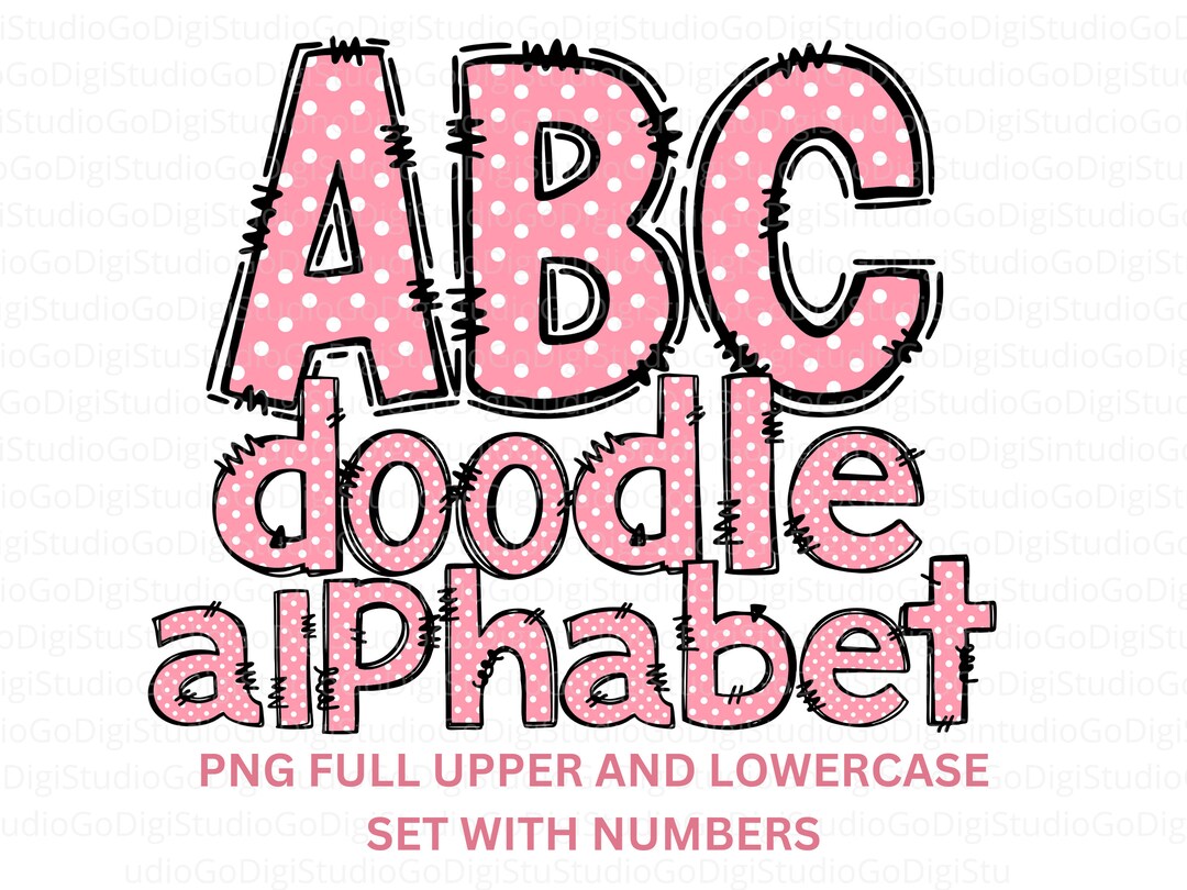 Pink Polka Dot Alphabet Letters, Polka Dot Alphabet Doodle, PNG Bundle ...