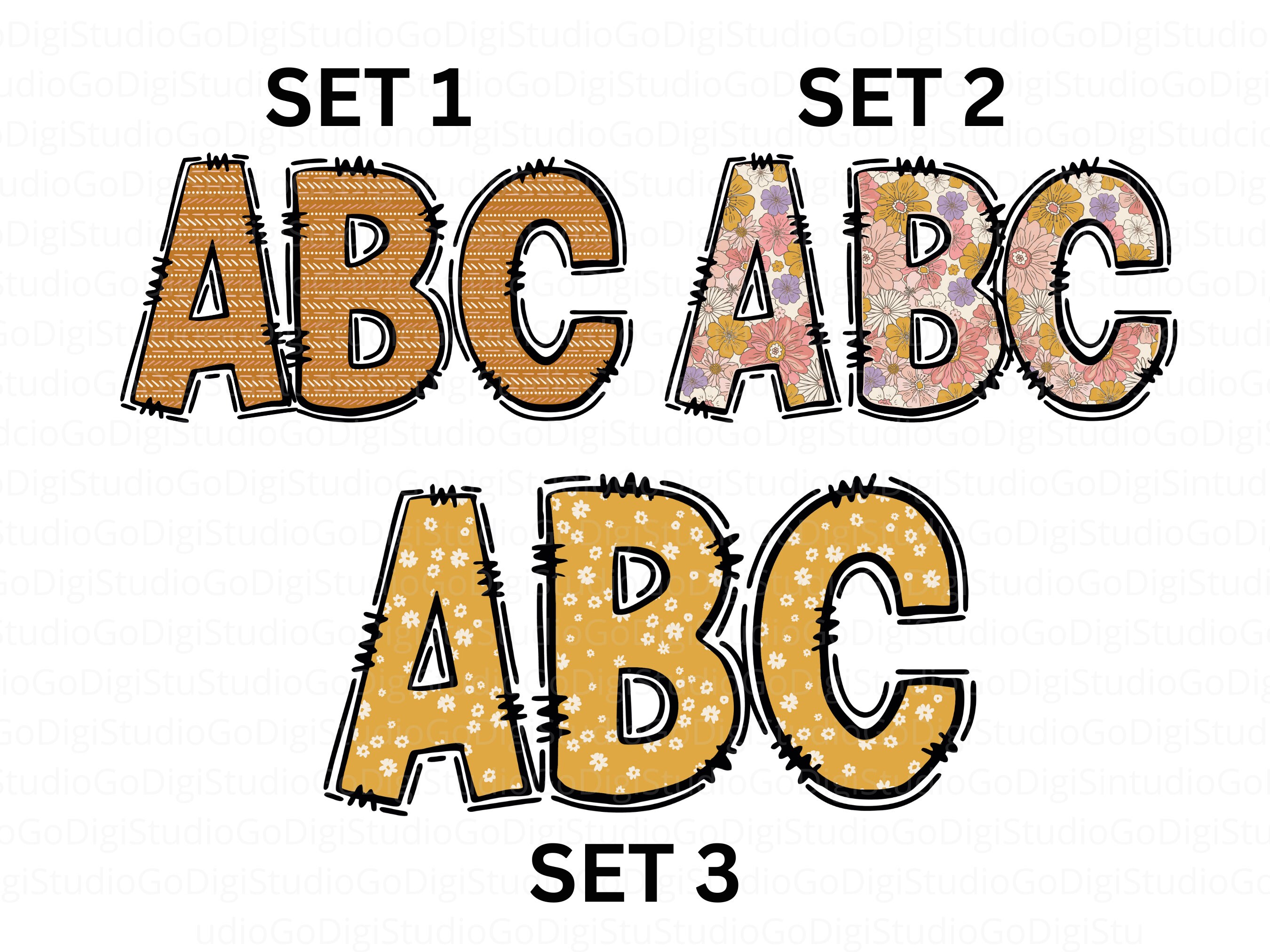 Boho Flower Alphabet Letters PNG Bundle, Floral Alphabet Clipart ...