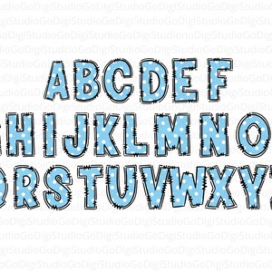 Light Blue Polka Dot Alphabet Letters, Polka Dot Alphabet Doodle, PNG ...