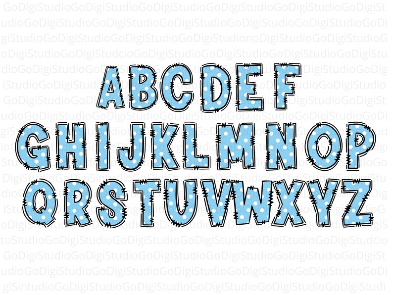 Light Blue Polka Dot Alphabet Letters Polka Dot Alphabet - Etsy