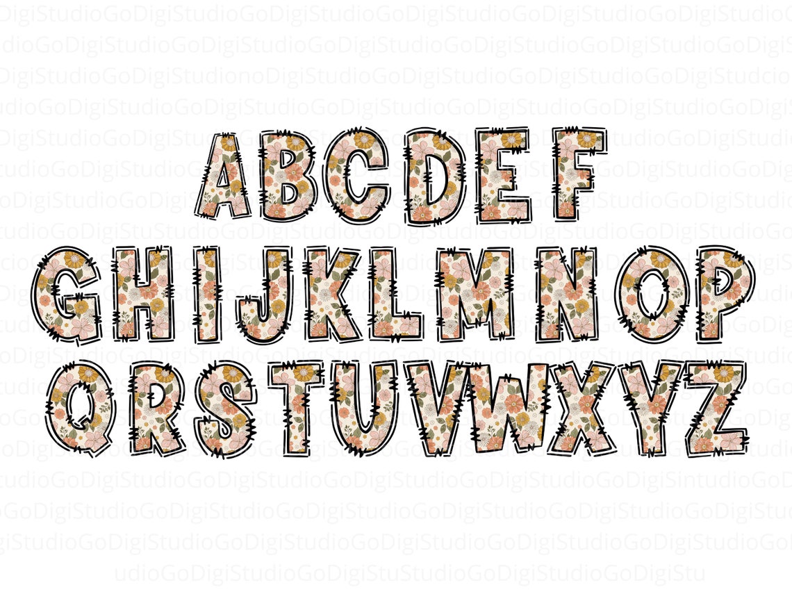 Spring Floral Alphabet Letters PNG Bundle Floral Alphabet - Etsy