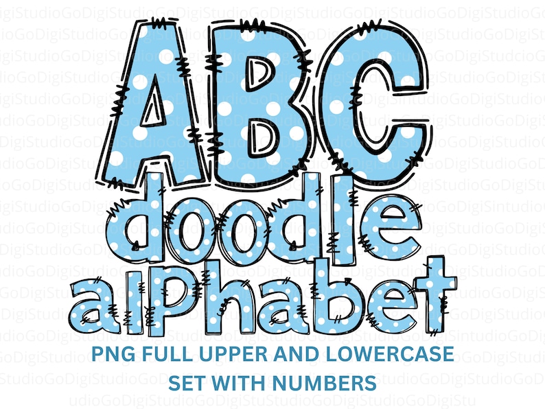 Light Blue Polka Dot Alphabet Letters, Polka Dot Alphabet Doodle, PNG ...