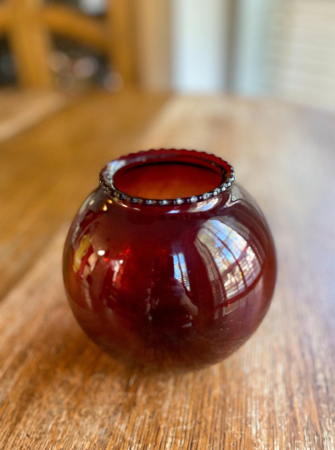 Vintage Anchor Hocking Royal Ruby Red Glass Ivy Vase, Mid-century Decor ...