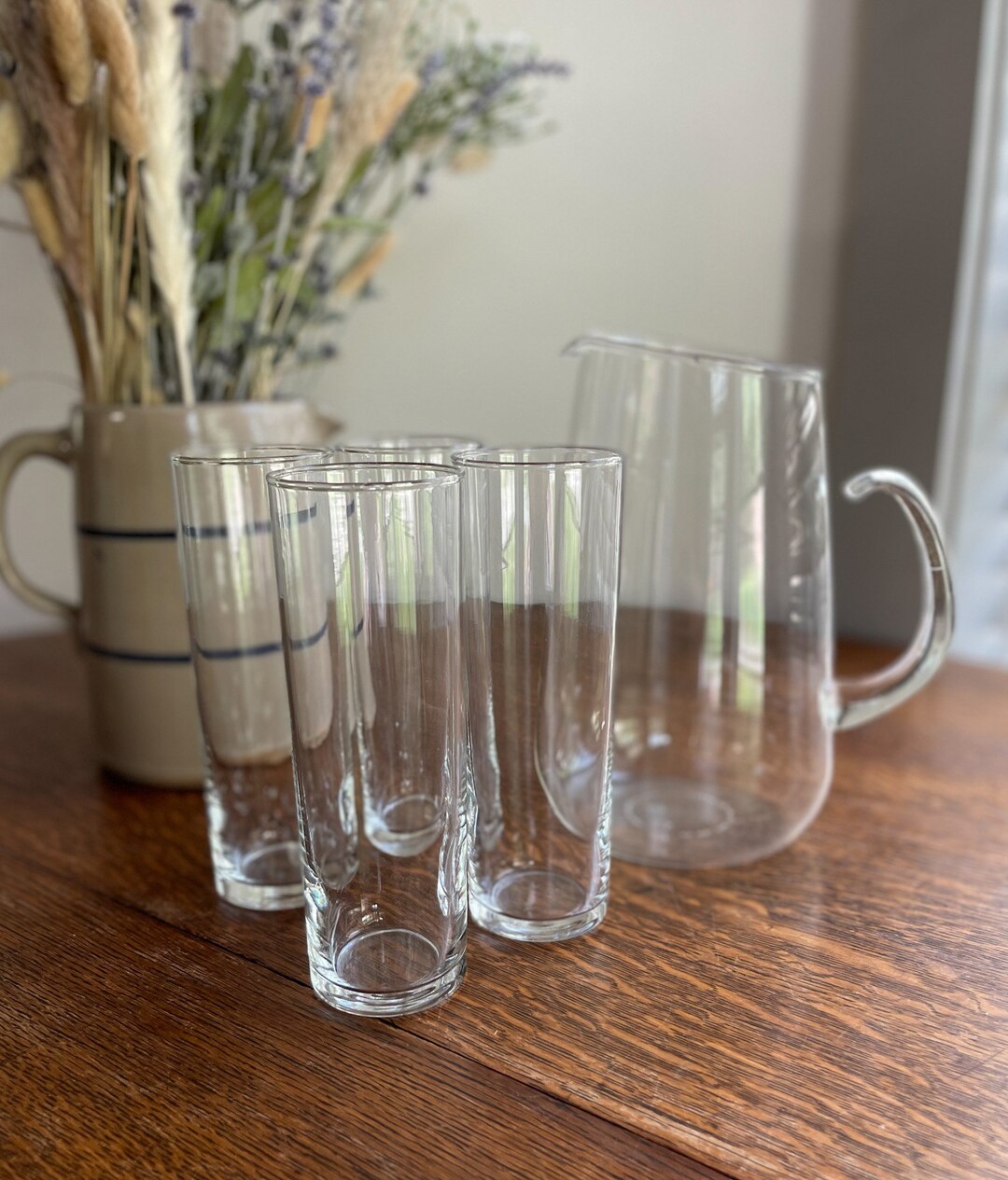 Pyrex Vintage Clear Glass and Pitcher Set / Pyrex Glass / - Etsy