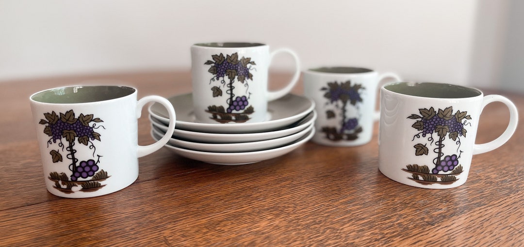 Party Plate Set, Vintage Seyei China Tea Cup Set: Mid-century Grapevine ...