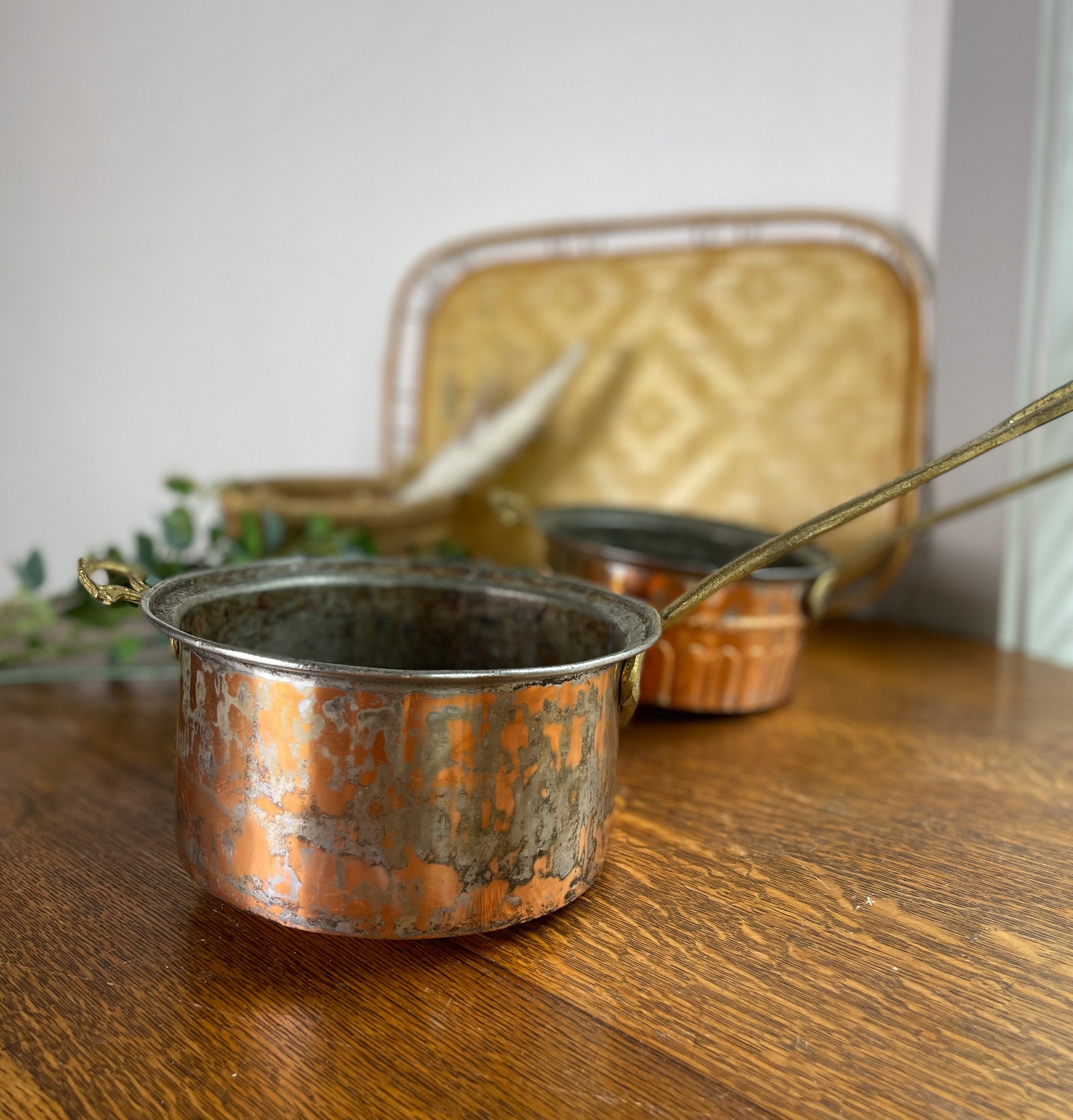 Vintage Turkish Copper Display Pot: Hanging Brass Handle - Etsy