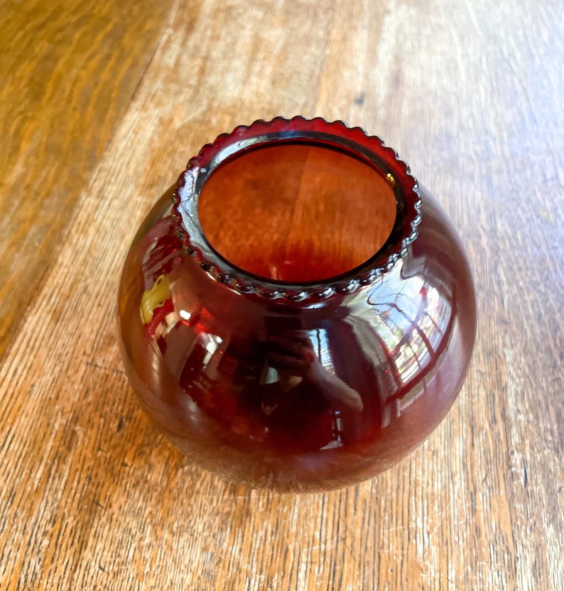 Vintage Anchor Hocking Royal Ruby Red Glass Ivy Vase, Mid-century Decor ...