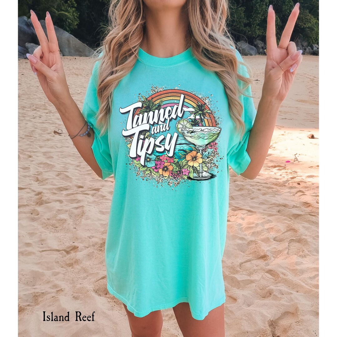 Tanned and Tipsy Shirt Funny Beach Shirt Summer Vacation Beach Graphic ...