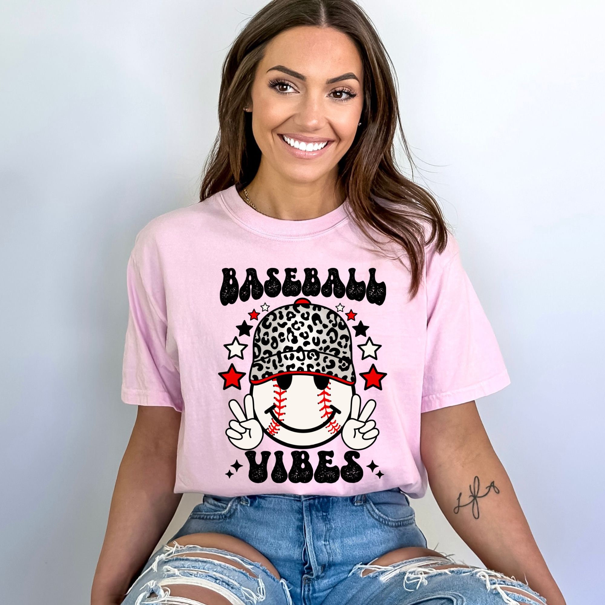 Baseball Vibes Shirt Sports Fan Tshirt Women Baseball Shirts Oversized ...