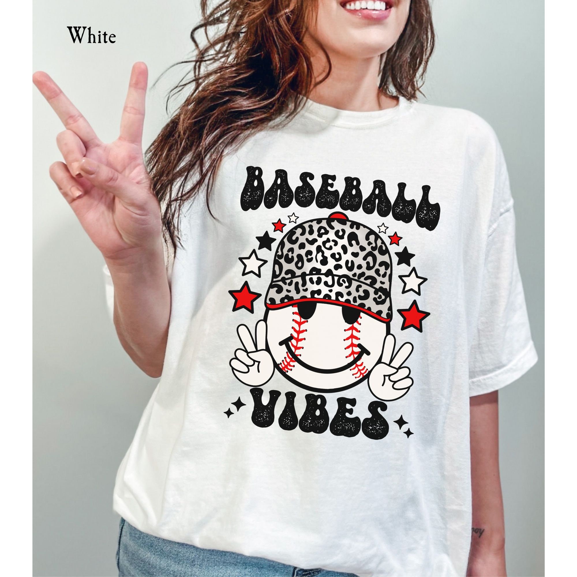 Baseball Vibes Shirt Sports Fan Tshirt Women Baseball Shirts Oversized ...