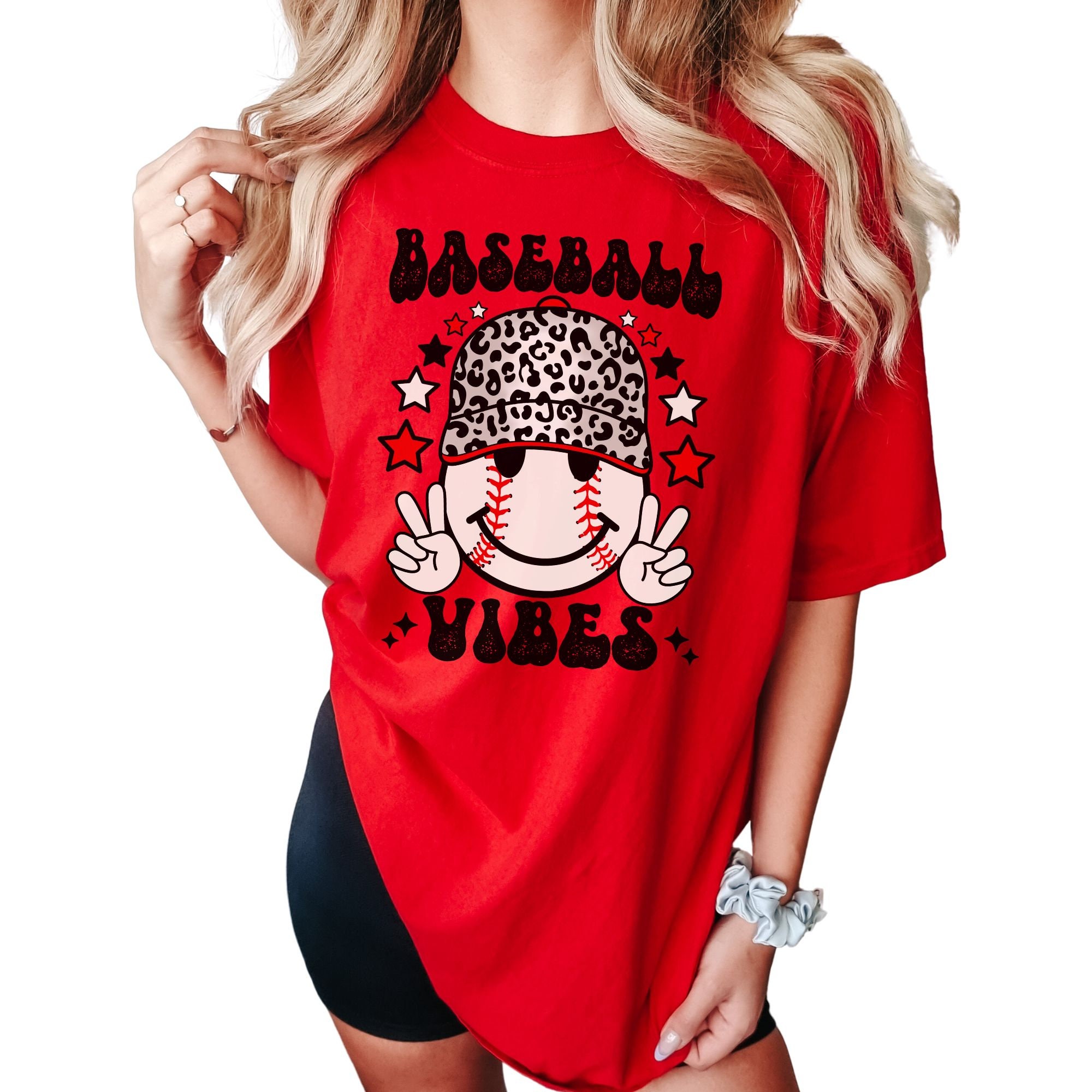 Baseball Vibes Shirt Sports Fan Tshirt Women Baseball Shirts Oversized ...