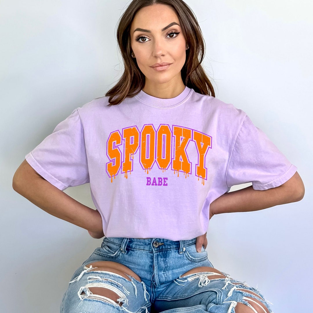 Spooky Babe Shirt Varsity Spooky Tshirt for Women Halloween Comfort ...