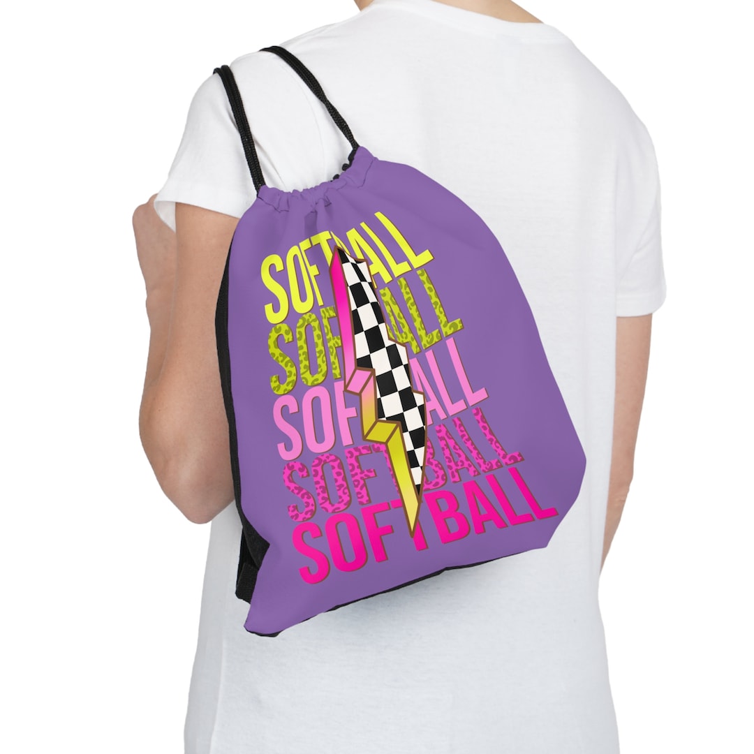 Trendy Softball Drawstring Bag Gym Purple Cinch Backpack Softball Gift ...