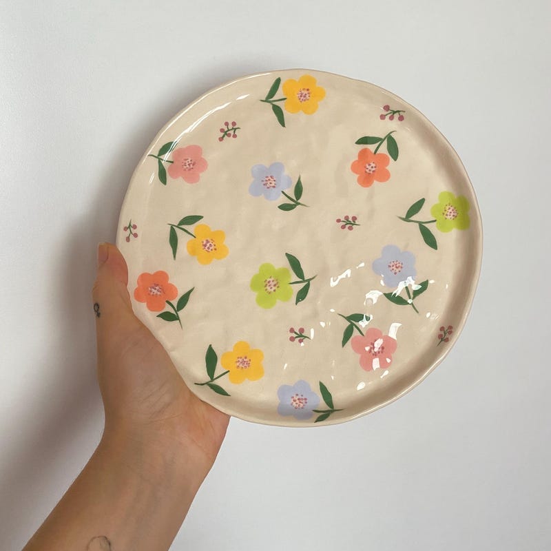 Ceramic Flower Plate - Etsy