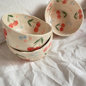 Cute Cherry Handmade Ceramic Bowl, Cherry Bowl, Handmade Bowl - Etsy