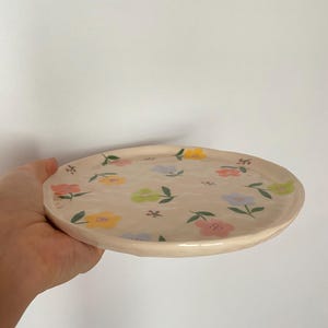 Colorful Cute Flowers Handmade Ceramic Flat Plate - Etsy