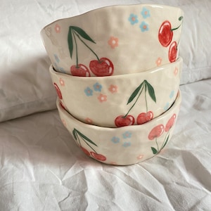 Cute Cherry Handmade Ceramic Bowl, Cherry Bowl, Handmade Bowl - Etsy