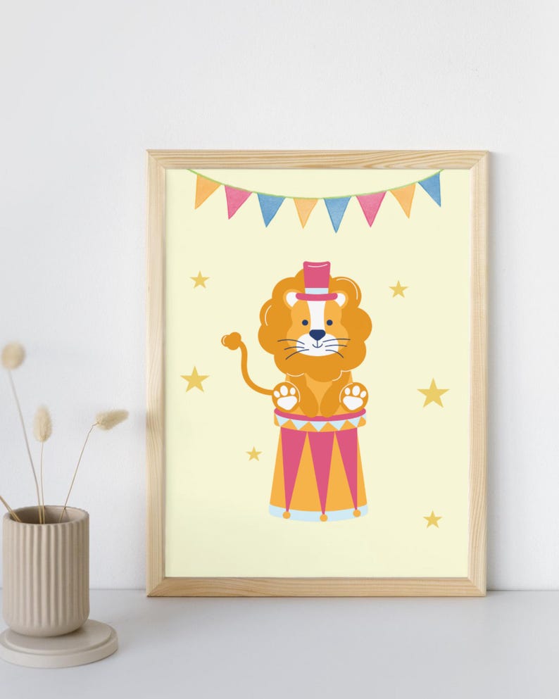 Lion Circus Stars Print| Digital Download Print | Baby Room| Nursery ...