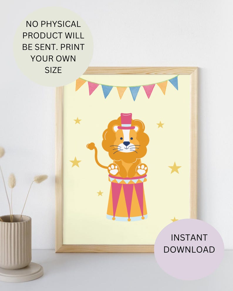 Lion Circus Stars Print| Digital Download Print | Baby Room| Nursery ...
