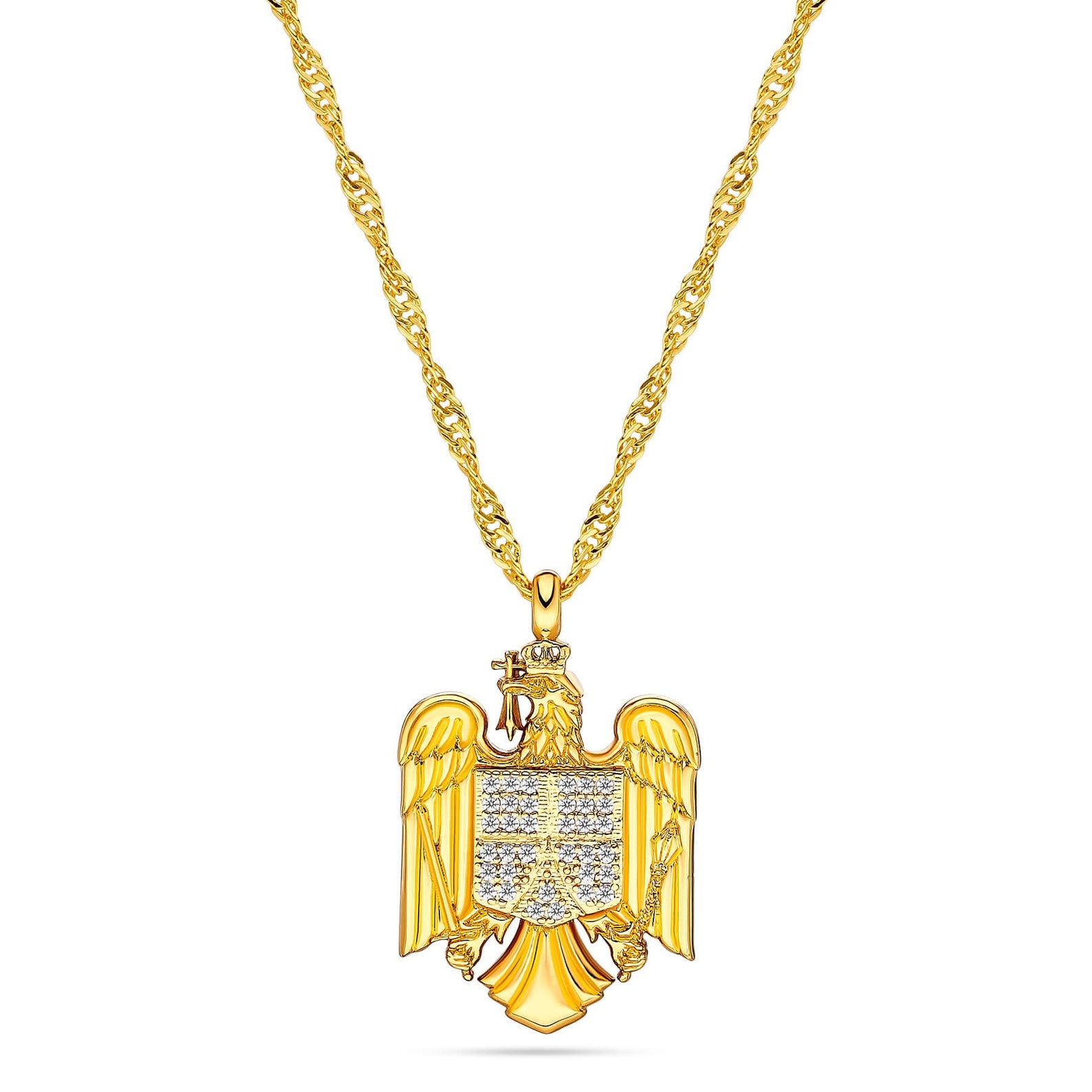 Romania Eagle Necklace Women Gold or Silver Romanian Flag - Etsy