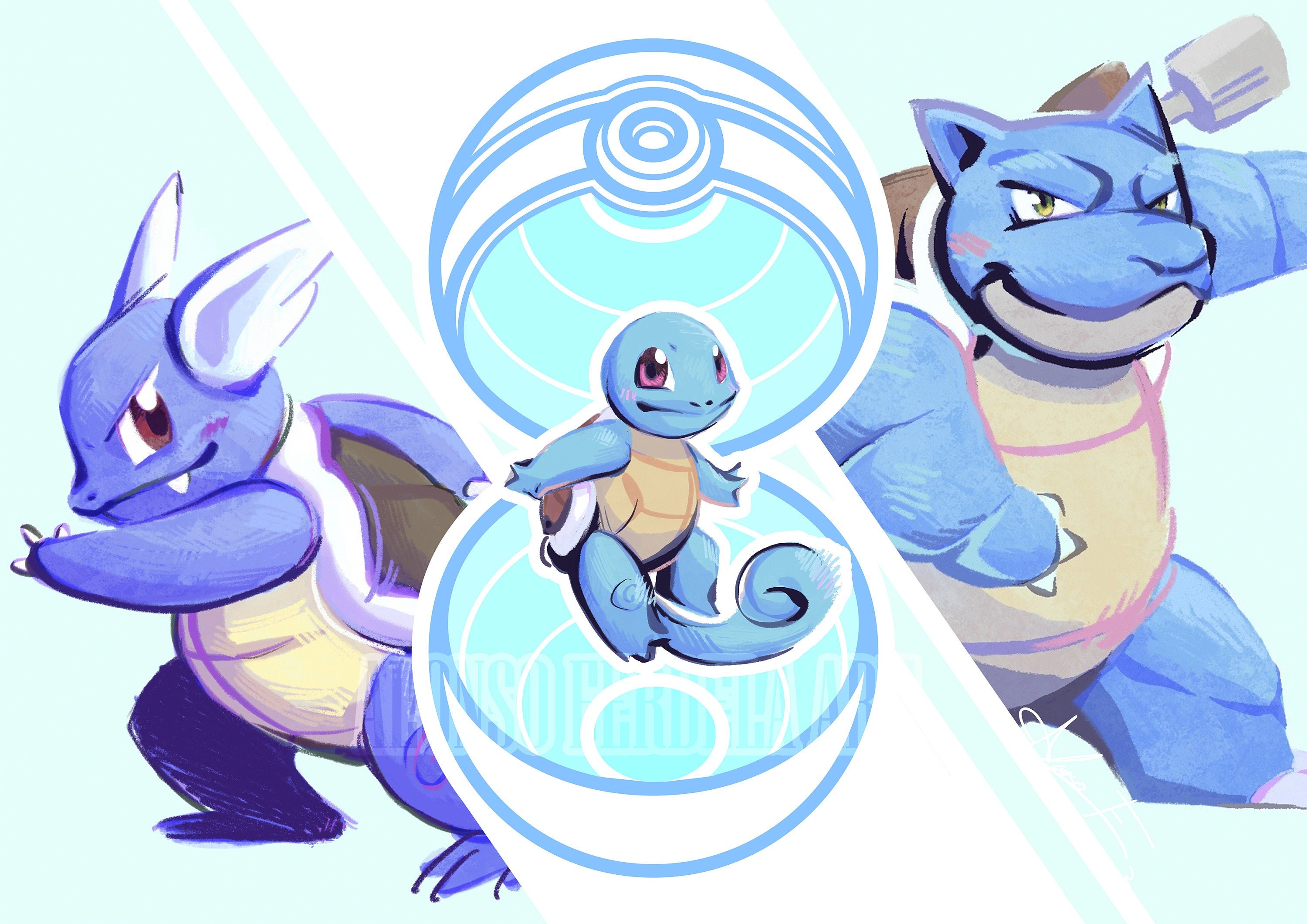 Squirtle Evolutions pokemon Art Print - Etsy