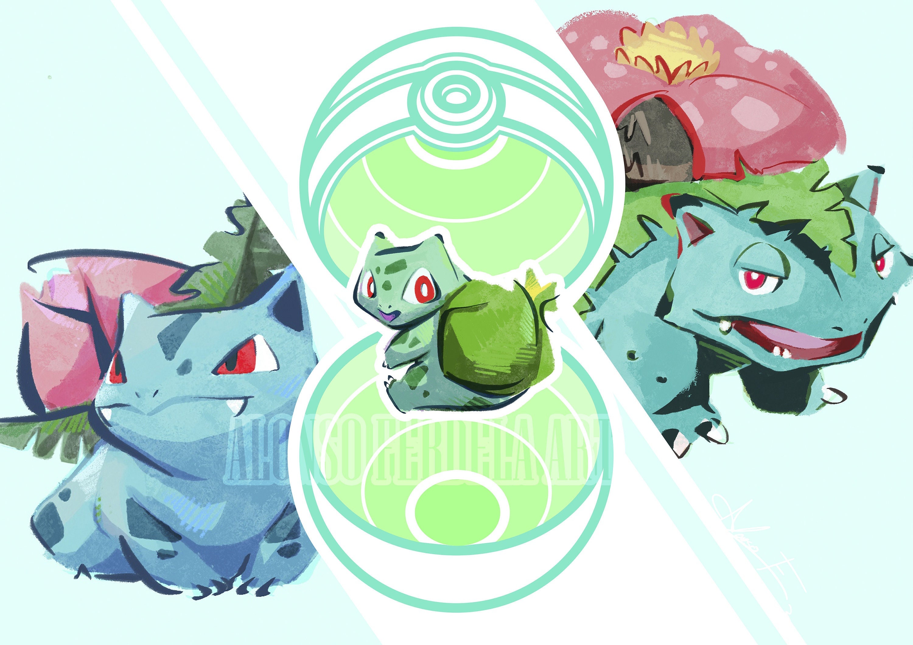 Bulbasaur Evolutions pokemon Art Print - Etsy